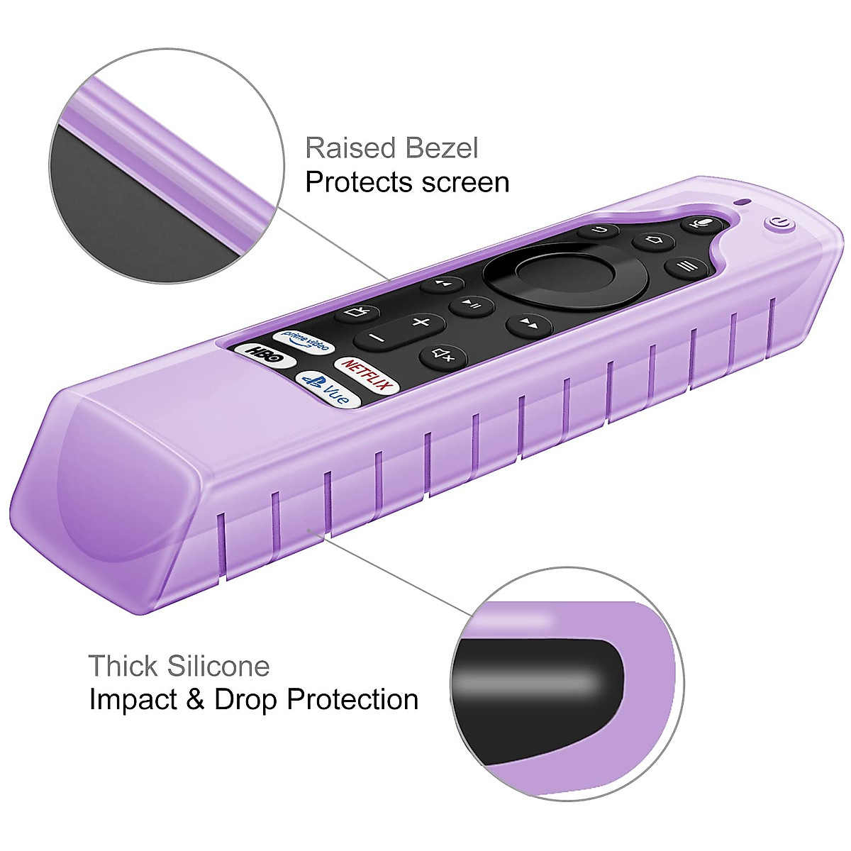CaseBot Silicone Case for Amazon Insignia Smart HD Fire TV Voice Remote (2019) - Honey Comb Series [Anti Slip] Shockproof Cover Compatible with Element Smart Fire TV Voice Remote, Purple-Glow