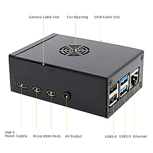 RICHEN Raspberry Pi 4 Case, Pi 4B Metal Case,Raspberry Pi 4 Model B Protective Metal Case with Cooling Fan and 3PCS Aluminum Heatsinks Compatible with Raspberry Pi 4B Computer Only (PI4B-CFH)