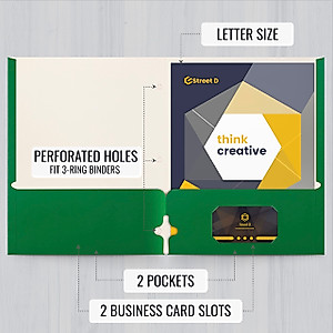Two Pocket Portfolio Folders, 50-Pack, Green, Letter Size Paper Folders, by Better Office Products, 50 Pieces, Green