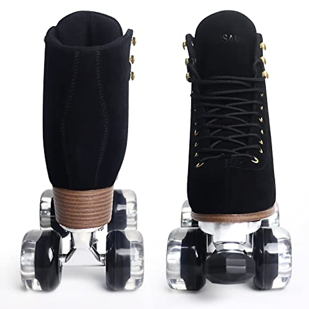 Tuosamtin Suede Roller Skates for Women Girls or Men with Height Adjustable Rubber Stoppers Retro Quad Roller Skates for Outdoor and Indoor