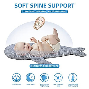 Hiseeme Baby Play Mats for Floor,Baby Lounger for Cover,100% Cotton Premium Breathable Whales Mat,Sleeping Bed Cover for Newborn,Machine Washable, Polyester,（Grey）