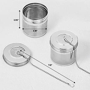 Reinmoson 2 Pack Large Tea Ball Infuser for Loose Leaf Tea & Spice Ball for Cooking Soup, 304 Stainless Steel, Threaded Lid, Chain Hook, Extra Fine Mesh Tea Strainer Ball for Herb, Iced Tea