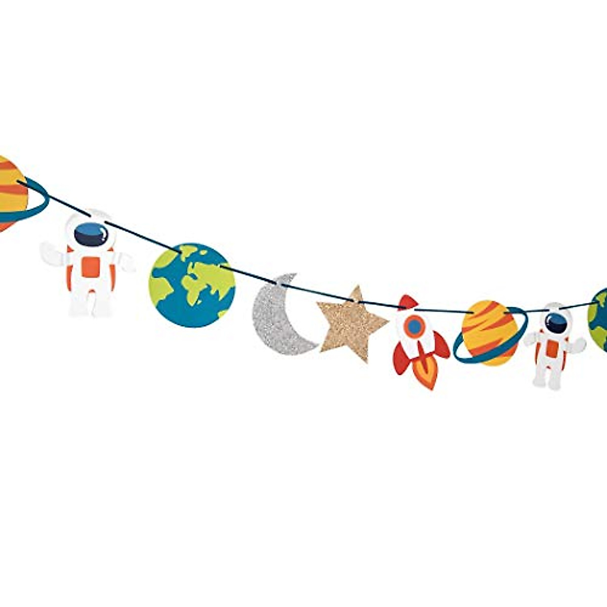Trip to The Moon - Garland | Birthday, Baby Shower Decorations | Outer Space Party | Boys Room Decor | Space, Rocket, Planets, Stars | Out of This World Party Bunting