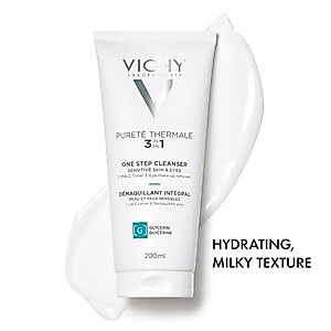 Vichy Pureté Thermale One Step Cleanser | Face Wash + Toner + Makeup Remover | No Rinse Required | Gentle Eye Makeup Remover | Suitable For Sensitive Skin & Contact Lenses | Non-Oily | Alcohol Free
