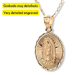 MXArtsCrafts Gold virgen de Guadalupe medal necklace, 14k goldfilled Chain necklace Virgen de Guadalupe pendant, Virgin Mary charm Necklace, Religious Jewelry, Cadena Virgen de Guadalupe