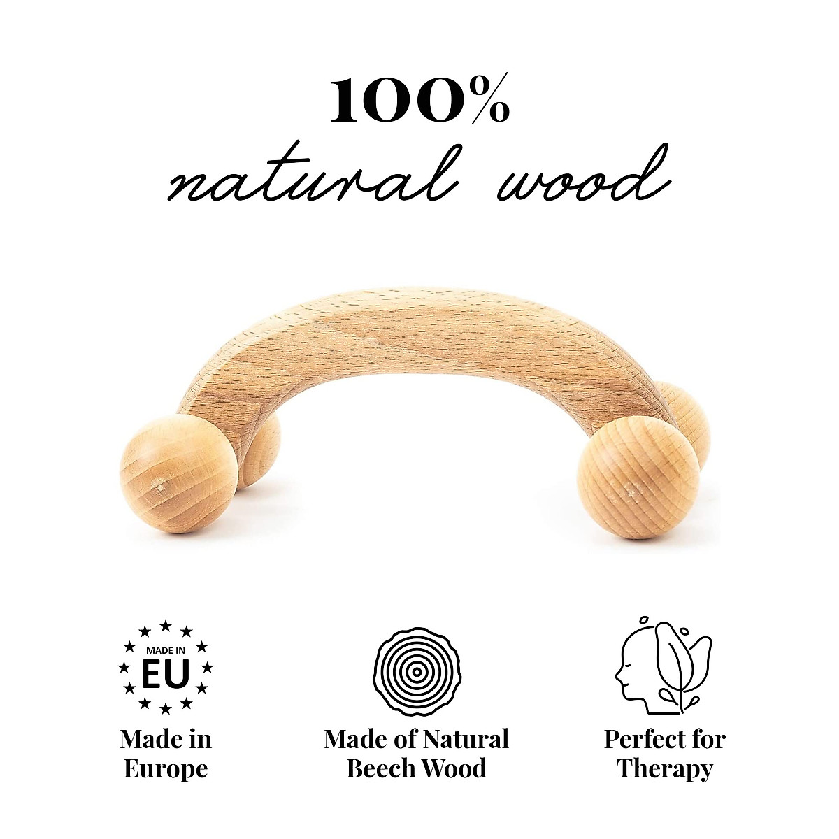 tuuli Accessories – Back Massager with Smooth Ball Rollers, Multi-Functional Back Roller, Neck Massager, Eases Muscle Tension and Supports Skin Health, Muscle Roller 7 x 3 inches