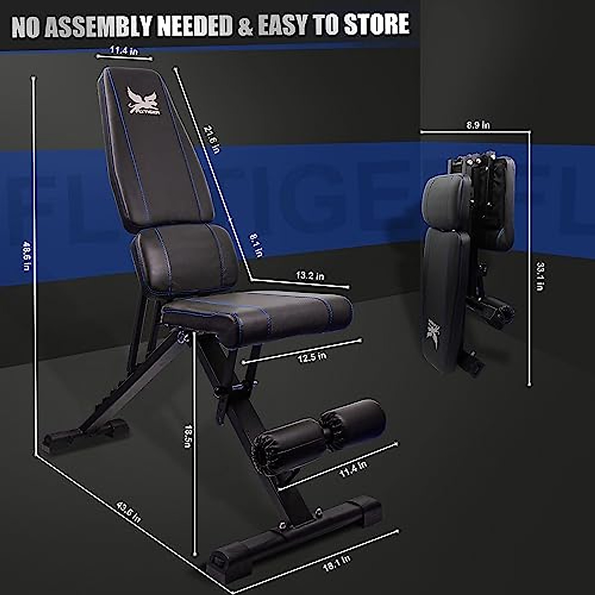 Weight Bench Adjustable Strength Training Workout Benches Foldable Work Out Incline Bench Set for Home Gym Weight Lifting Dumbbell Exercise Full Body Workout with Resistance Rope