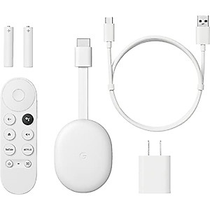 Google Chromecast with Google TV - Streaming Entertainment with Voice Search - Watch Movies, Shows, and Live TV in 4K HDR Streaming Media Player - Includes Pouch and Cleaning Cloth - Snow