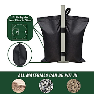 Eurmax USA Sandbag Tent Weights Bags , for Patio Umbrella Base,Outdoor Canopy,4-Pack(Black)
