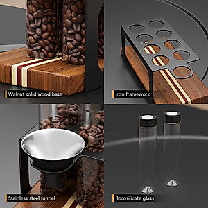 VZONE Coffee Bean Cellar Tubes Single Dose Glass Coffee Container with Hopper 8 Tubes with Exhaust Valve