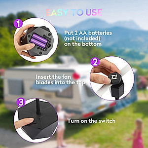 Fly Fans for Tables, Fly Fans Keep Flies Away from Patio, Portable Outdoor Picnic Fan with Holographic Blades for Picnic, Party, Restaurant, Kitchen, Camping and BBQ 4 Pack