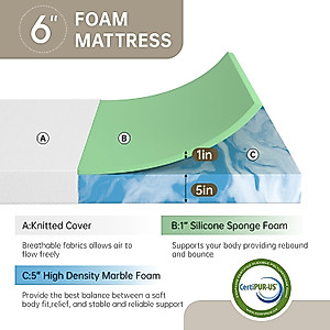 PayLessHere Gel Memory Foam Mattress,Mattress for Cooling Sleep & Pressure Relief, Mattress in a Box with Washable and Removable Zipper Cover,Fiberglass Free,CertiPUR-US Certified,6 Inch Full
