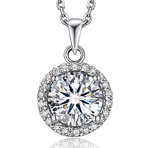 MomentWish Moissanite Necklace for Women, Birthday Gifts for Women, 1Carat Simulated Diamond Pendant 925 Sterling Silver Necklace, Halo Necklace Valentine's Day Christmas Gift
