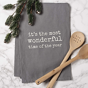 Primitives by Kathy Rustic Holiday Dish Towel, 28 x 28-Inches, Most Wonderful Time of The Year