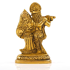 Brass Radha Krishna Pooja Murti Idol Statue God Lord Spiritual Religious Sculpture Indian Antique Statue Décor Showpiece for Home Temple Puja Decoration Festivals Diwali and Gifting (Radha Krishna)