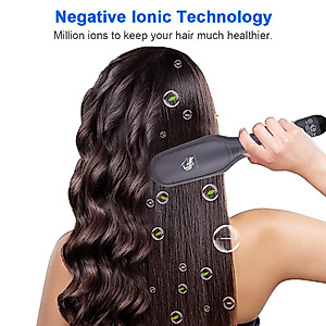 Hair Straightener Brush, Byzesou Ionic Hair Straightener Comb with Auto Temperature Lock and Auto-Off Function, 30s Fast Heating, 16 Heat Levels Perfect for Professional Salon at Home