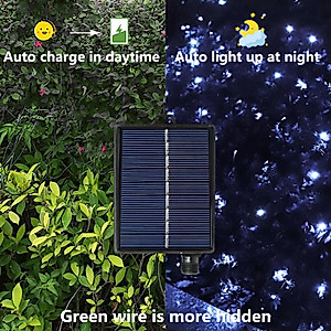 Solar Net Christmas Lights Cool White, 204 LED Net Lights Outdoor Mesh Lights, Waterproof 8 Modes Solar Powered String Lights for Fence, Garden, Yard, Bushes, Trunk, Halloween Decor-9.8ft x 6.6ft