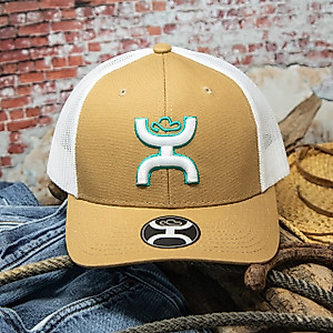 HOOEY Sterling 6-Panel Adjustable Trucker w/Logo (Tan/White)