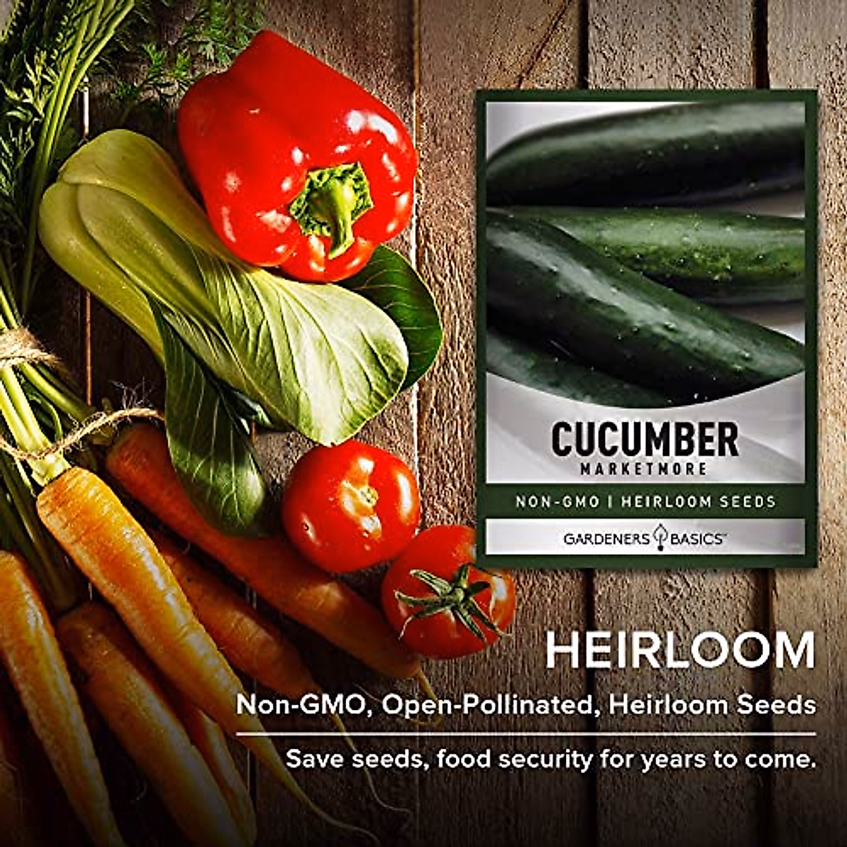 Cucumber Seeds for Planting - Marketmore 76 - Cucumis sativus Heirloom, Non-GMO Vegetable Variety- 1 Gram Seeds Great for Outdoor Gardening by Gardeners Basics