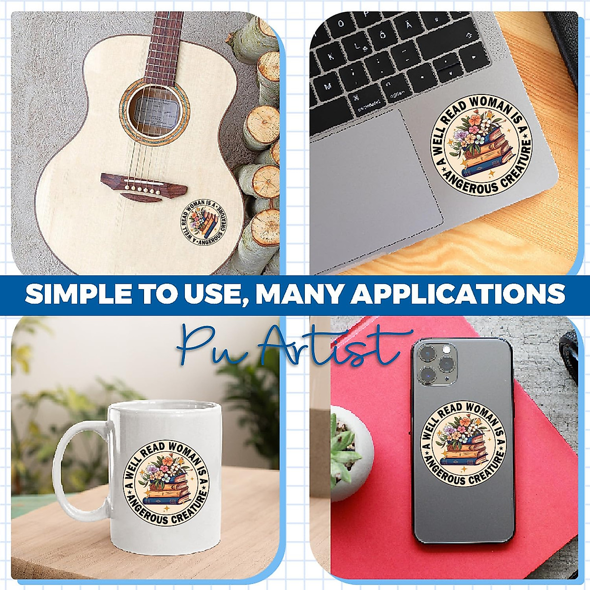 Feminist Sticker Feminism A Well Read Woman is A Dangerous Creature V1 Vinyl Die Cut Sticker for Car Laptop Phone Water Bottle Guitar Helmet Gift Idea Merchandise Decor Decal Stuff