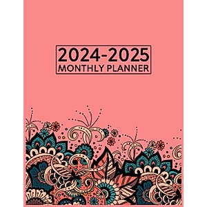 2024-2025 Two-Year Monthly Planner: Floral Cover, Large Space for Writing, and Inspiring Quotes - Perfect Organizer for Women, Girls, Academy, Office, and Home Use