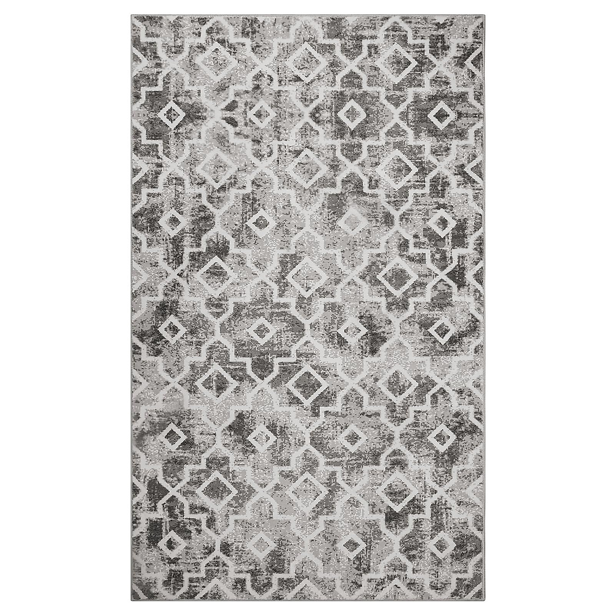 Moynesa Washable Area Rug- 3x5 Moroccan Entryway Throw Rug Non-Slip Kitchen Carpet Runner Modern Geometric Faux Wool Distressed Accent Mat Soft Floor Rugs for Living Room Bedroom Dining