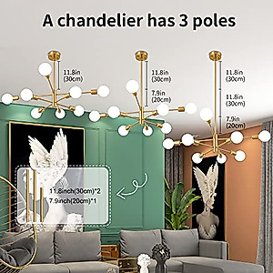 Deyidn Sputnik Chandelier Modern Gold Chandelier Mid Century Ceiling Lighting Fixtures 8 Lights E26 for Living Room, Kitchen Island, Bedroom, Dining Room, and Farmhouse