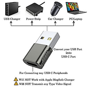 AuviPal USB C Female to USB Male Adapter 2 Pack, USB Type C Cable to USB A Charger Converter for Apple Watch Ultra SE Series 8 7, iPhone 14 13 12 11, AirPods, iPad and More - Space Grey