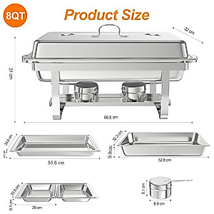 Lifezcime 2 Pack Chafing Dishes Buffet Set, 8QT Stainless Steel Chafers with Foldable Frame, Catering Food Warmers with Full Size & Half Size Pans for Weddings, Party, Banquet