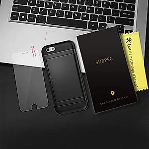 SUPBEC iPhone SE 2022 Wallet Case, Card Holder & 2x Screen Protectors, Shockproof Silicone TPU + Hard PC - Black