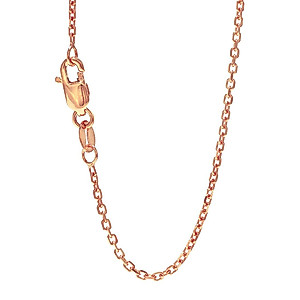 JewelStop 14k Solid Rose Gold 1.1 mm Round Cable Chain Necklace, Lobster Claw Clasp-18 Inches, 1.5gr.