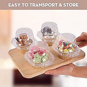 Cupcake Boxes, Individual Cupcake Containers, Disposable Cupcake Holders with Lid, Muffin Salad Dessert Hamburgers Fruit Cupcake Carriers 120 Pack.