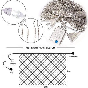 Curtain String Lights LED Fairy Net Light 8 Modes Twinkle Plug Control Timer Firefly Starry Night Lamp Halloween Christmas Tree Bushes Wall Backdrop Tapestry Decor (Purple, 6.6X9.8ft)