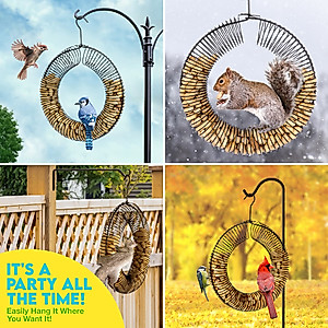 Hanging Peanut Wreath Bird Feeder, 16 Inch, Rust & Uv Resistant, Weatherproof, Solid Steel Durable Black Whole Peanut Wild Bird Feeder with Hanging Hook., Gifts for Mom, for Women