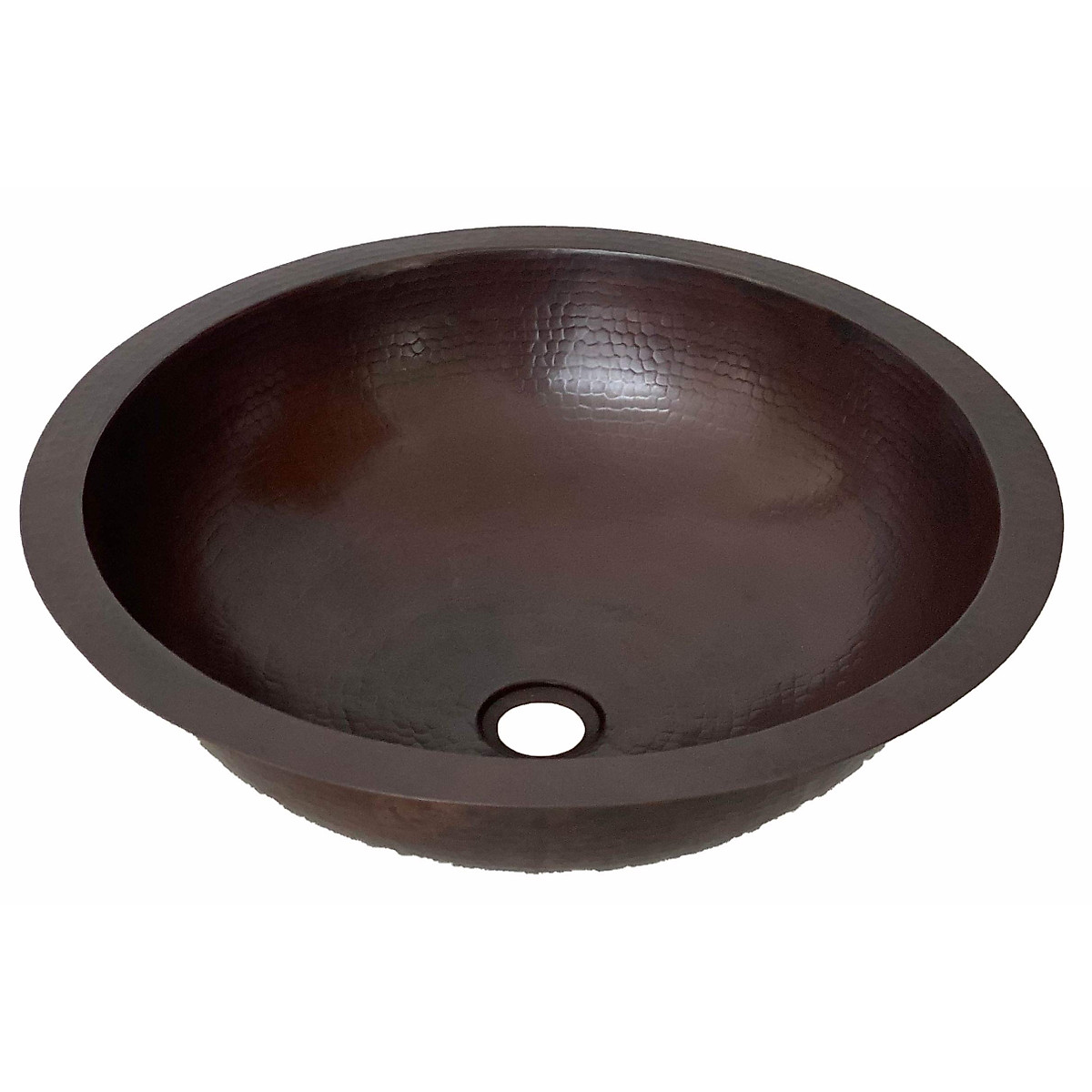 18" Round Copper Bathroom Sink Mexican Copper Bath Sink Pure Copper Hand Hammered Dual Mount Dark CPS07