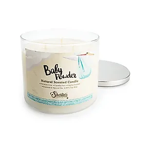 Baby Powder Scented Natural 3 Wick Candle, Essential Fragrance Oils, 100% Soy, Phthalate & Paraben Free, Clean Burning, 14.5 Oz.