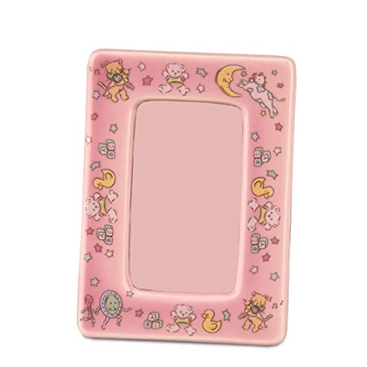 BRUBAKER My First Piggy Bank Gift Set for Baby Girl - 4 Pcs Keepsake Gift Set Includes Piggy Bank, First Curl, First Tooth and Photo Frame - Pink