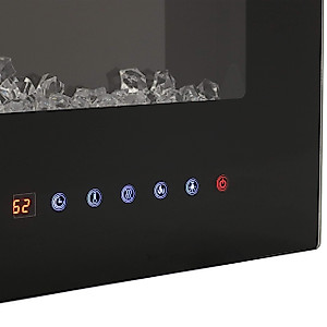 Sunnydaze Modern Flame 32-Inch Indoor Electric Fireplace - Wall-Mounted/Recessed Installation - 9 Flame Colors - Black