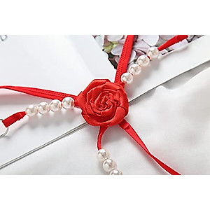 Sekexi Women's Pearl T Back G String Embroidery Rose Flowers Beaded Thong Panty Underwear Sexy Micro Underpant (one size, red)