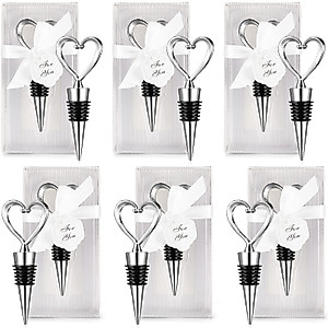 30 Pieces Heart Wine Stoppers Wedding Bridal Favor for Guests Silver Heart Wine Bottle Stoppers Heart Champagne Stoppers Wine Savers Metal Wine Cork Holder Plugs with Boxes for Wedding Party Gifts