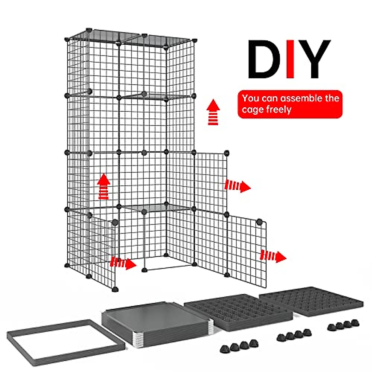 Eiiel Large Cat Cage Enclosure Indoor DIY Cat Playpen Detachable Metal Wire Kennels Crate 2x3x4 Large Exercise Place Ideal for 1-3 Cat…