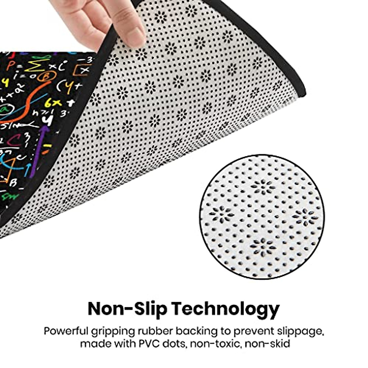 Non Slip Large Area Rugs Durable Thick Floor Mat Doormats Black Math Linear Mathematics Education Pattern Printed Floor Pad Rugs Living Room Bedroom Carpet Standing Mat Home Decor 60"x40"