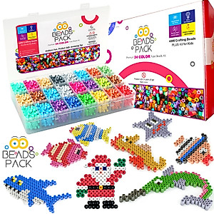 BeadsPack Fuse Beads Kit for Kids with 4200 Beads 5mm - 1 Pegboard, Tweezer, Pattern & Iron Paper – 24 Assorted Color Iron-On Melty Beads for Kids Crafts & Gift – Ideal for All Occasions