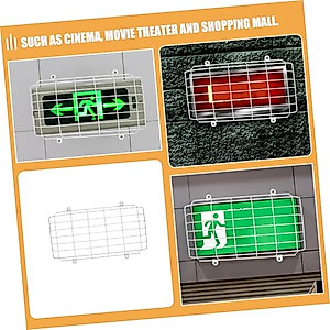 Balacoo 2pcs School Evacuation Sign Indicator Light Exit Sign Protective Cage Emergency Signal Damage Stopper Wire Guard for Emergency Light Emergency Light Metal Cover Iron White