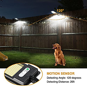 KOMRT 4 Pack Outdoor Solar Lights 168 LEDs Solar Motion Sensor Lights 6500K Security Flood Light Luces Solares for Front Door, Yard, Garage, Deck