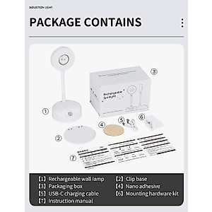 GARTO Spotlight Battery Operated, Motion Sensor Picture Light LED Cat-Eye Bulb Wall Sconce, Stick on Display Accent Lighting Dimmable 360° Rotation Rechargeable for Paintings (White, 1Pack)