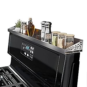 STUTOV Stove Top Shelf for Stove Top, 30" Length, Spice Rack Organizer Over the Stove, Spice/Condiments/Seasoning Shelf for Kitchen Organization (Non Magnetic Stainless Steel)