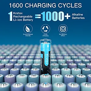 Kratax AA Rechargeable Batteries 3500mWh High Capacity Double A Lithium Battery 1.5V Constant Voltage Output, 1600Cycles, for Xbox Controller, Toys, Remote Controls, Flashlight-6 Pack AA Batteries