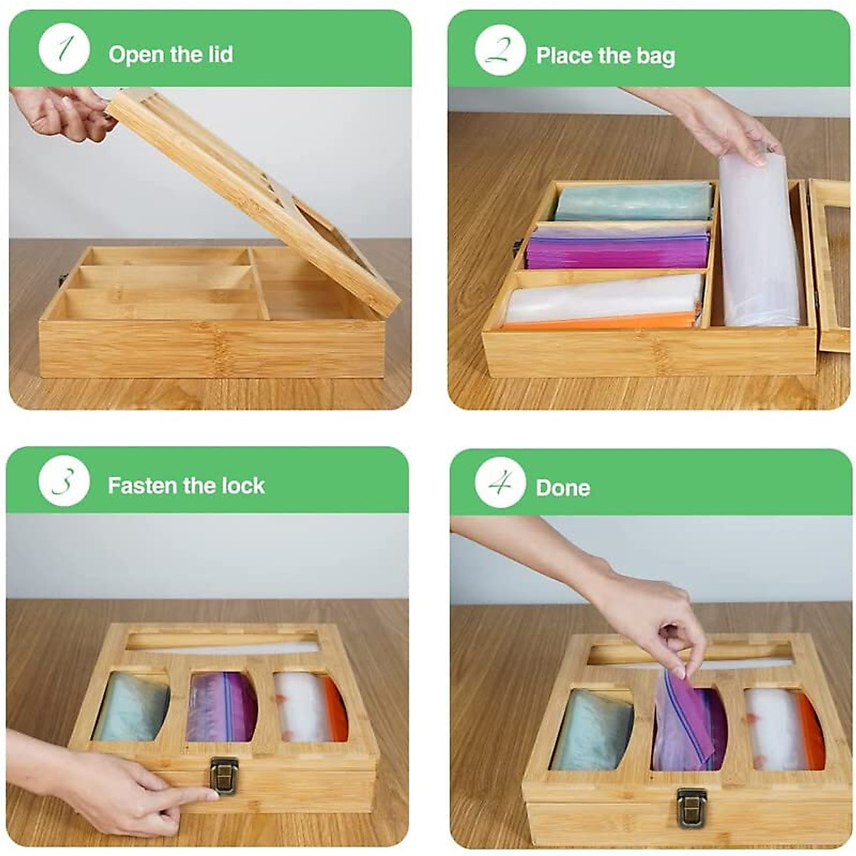 Ziplock Bag Organizer For Drawer - Storage Baggie Holder Ziploc Compatible Quart Sandwich, Gallon & Snack Variety Size Bags, 1.0 Count, Pack of 1