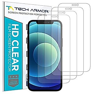 Tech Armor HD Clear Film Screen Protector Designed for Apple iPhone 12 and iPhone 12 Pro 6.1 Inch 4 Pack 2020